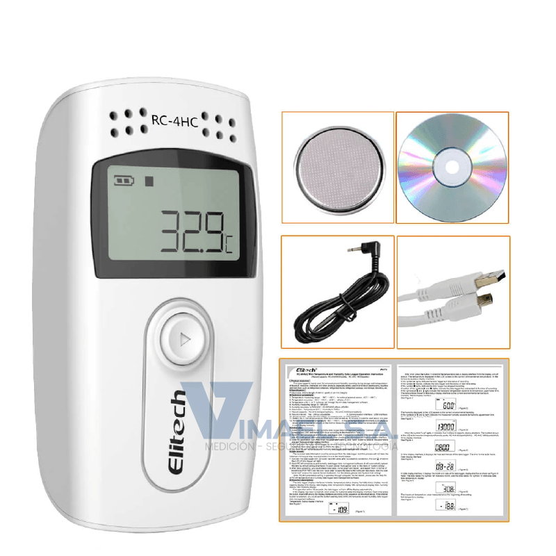 Data Logger Elitech RC-4HC de Temperatura y Humedad - Vimael S.A