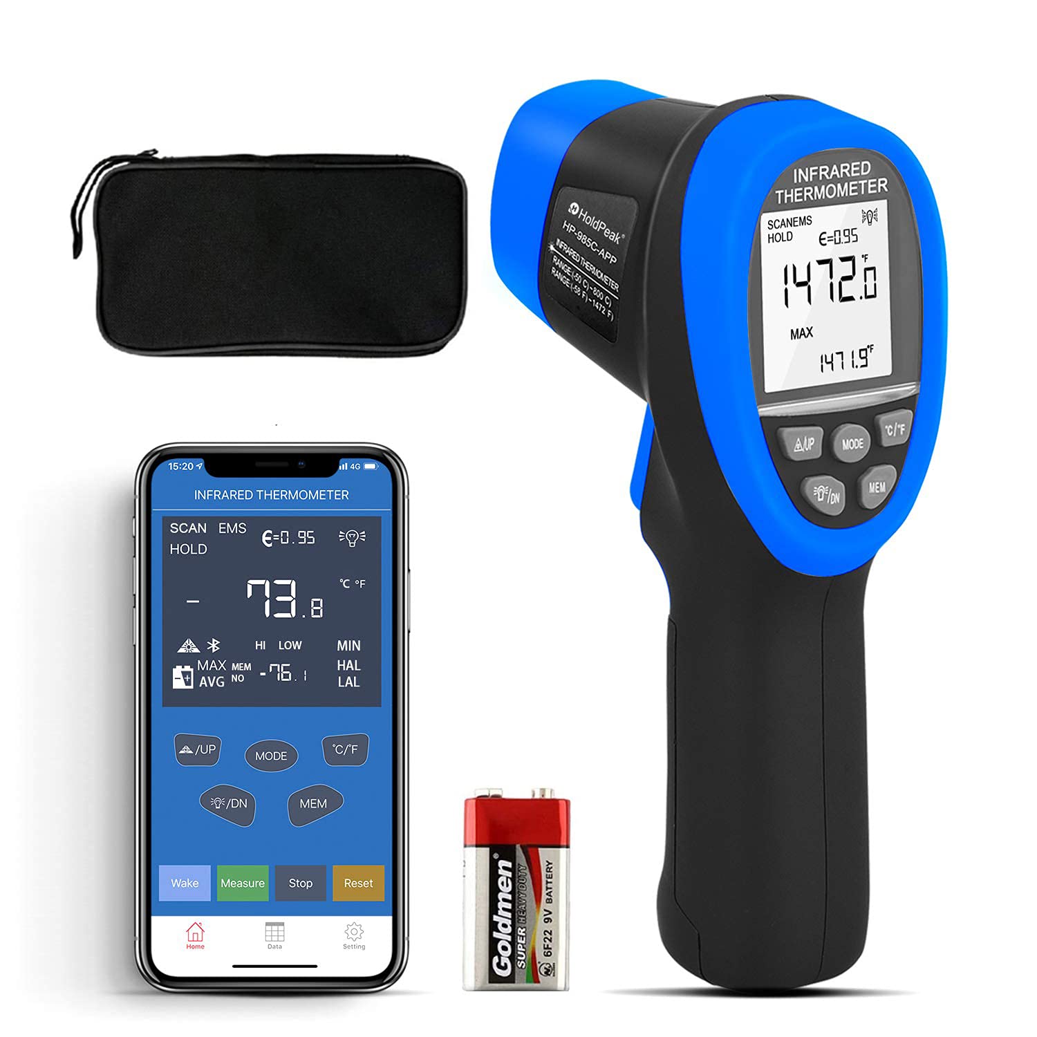Termómetro Infrarrojo Bluetooth De -50-800 C. - Hold Peak - Vimael S.A